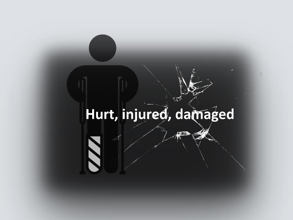 Entender las diferencias entre "hurt", "injured" y "damage"